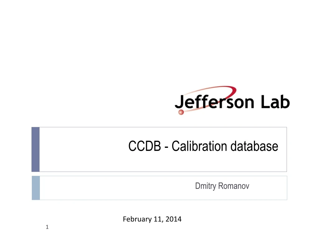 PPT - CCDB - Calibration database PowerPoint Presentation, free ...