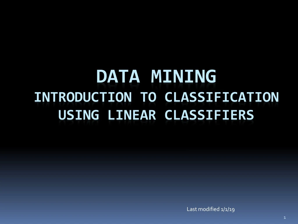 Ppt Data Mining Introduction To Classification Using Linear 9267