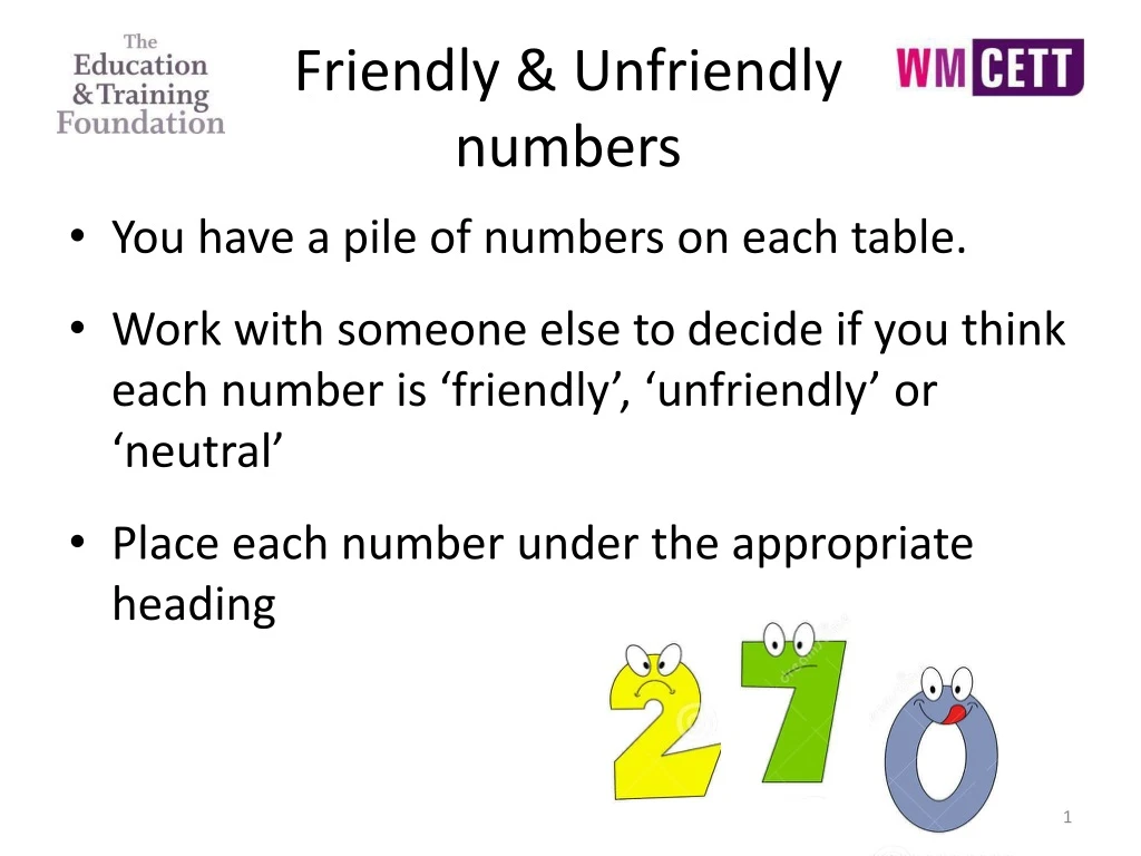 PPT - Friendly & Unfriendly numbers PowerPoint Presentation, free ...