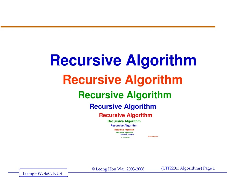 Ppt Recursive Algorithm Recursive Algorithm Recursive Algorithm 7379