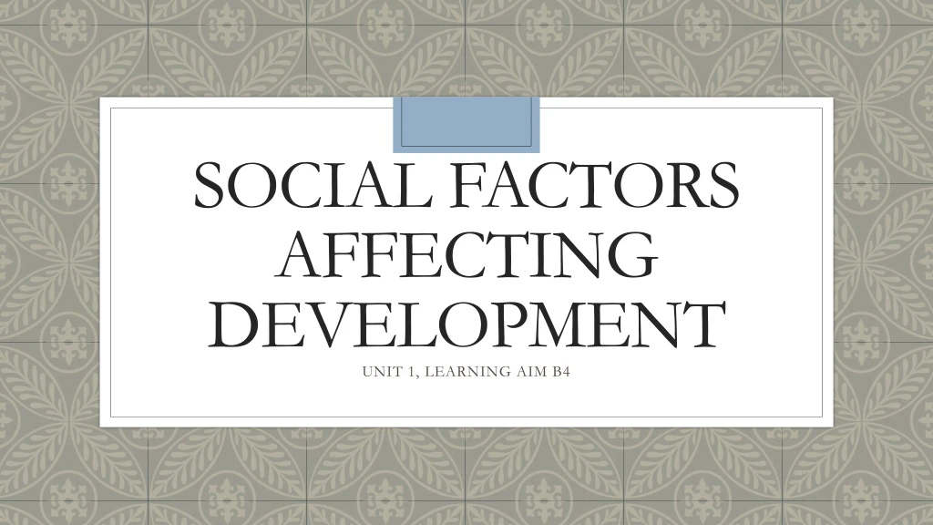 PPT - Social factors affecting development PowerPoint Presentation ...