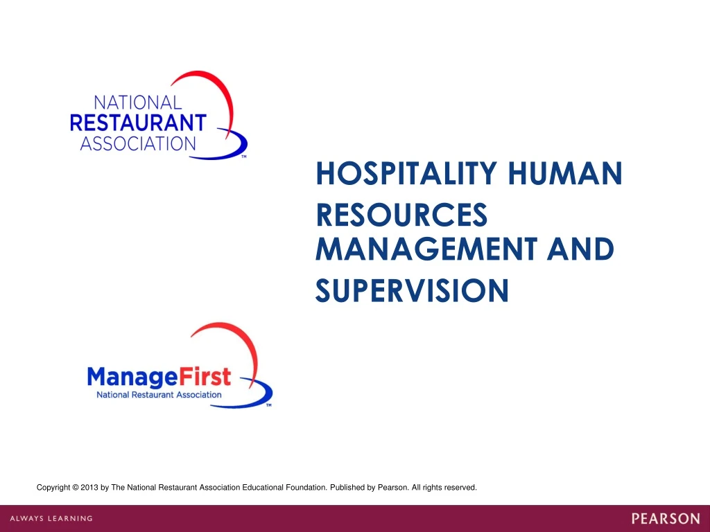 PPT - HOSPITALITY HUMAN RESOURCES MANAGEMENT AND SUPERVISION PowerPoint ...