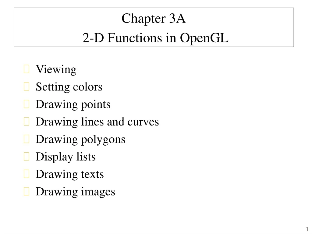 Ppt Chapter 3a 2 D Functions In Opengl Powerpoint Presentation Free 0901