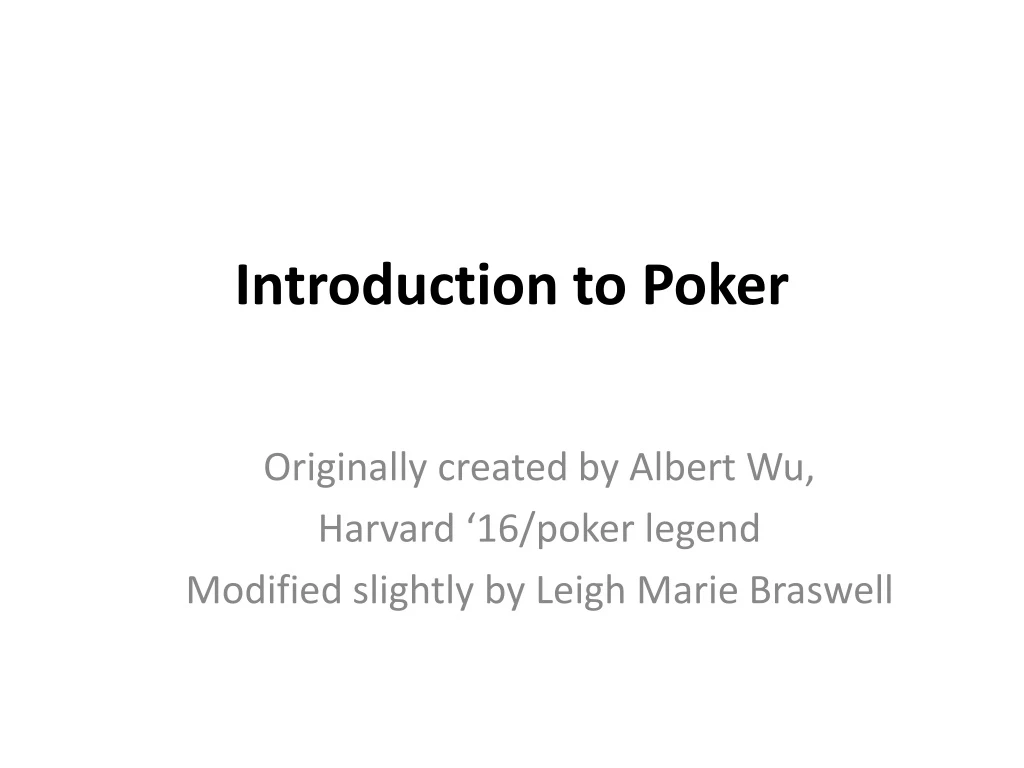 PPT - Introduction to Poker PowerPoint Presentation, free download - ID ...