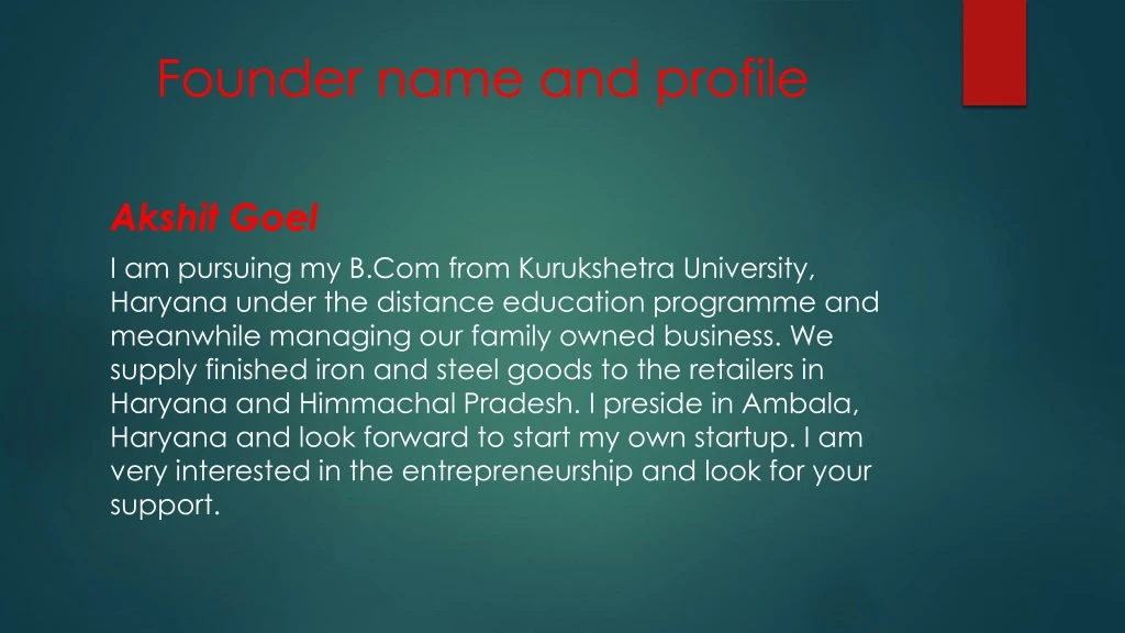 PPT - Founder name and profile PowerPoint Presentation, free download ...