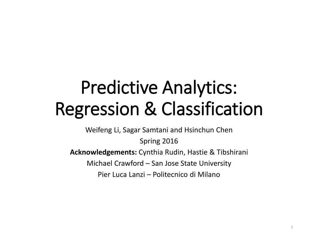 PPT - Predictive Analytics: Regression & Classification PowerPoint ...