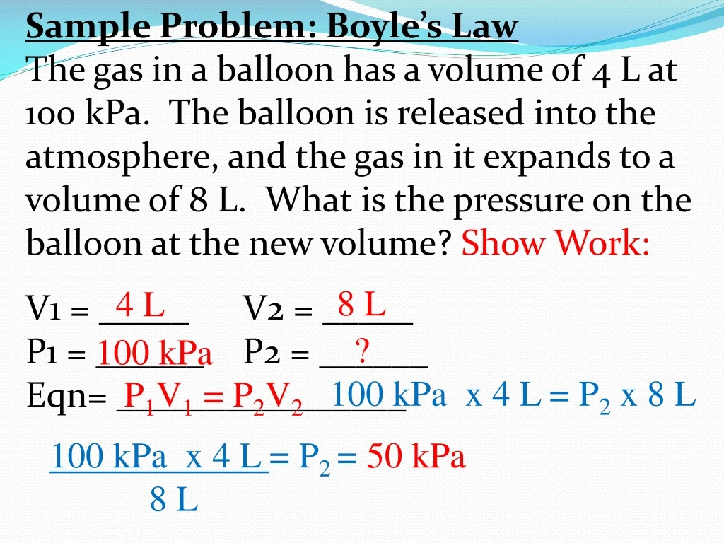 PPT - Sample Problem : Boyle’s Law PowerPoint Presentation, free ...