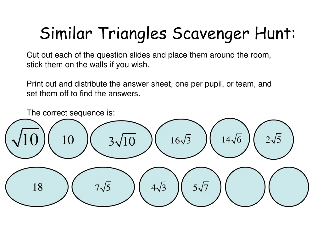 PPT - Similar Triangles Scavenger Hunt: PowerPoint Presentation, free ...