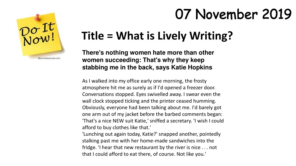 PPT - Title = What is Lively Writing? PowerPoint Presentation, free ...