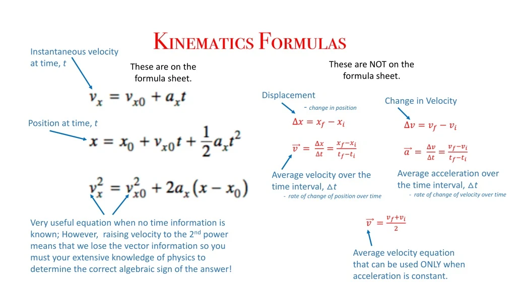 PPT - Kinematics Formulas PowerPoint Presentation, free download - ID ...