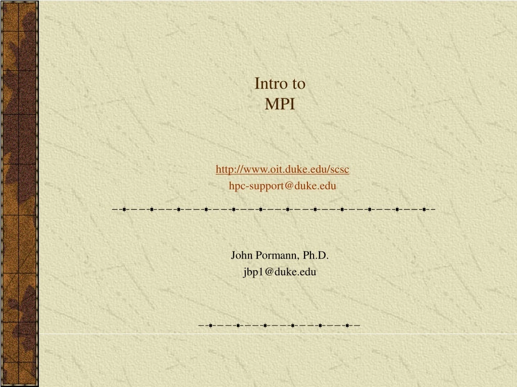PPT - Intro to MPI PowerPoint Presentation, free download - ID:8978337
