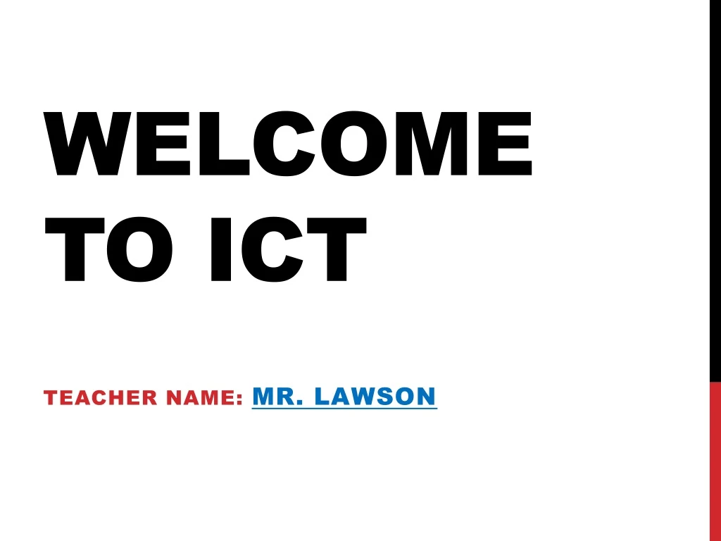 PPT - Welcome to ICT PowerPoint Presentation, free download - ID:8979345