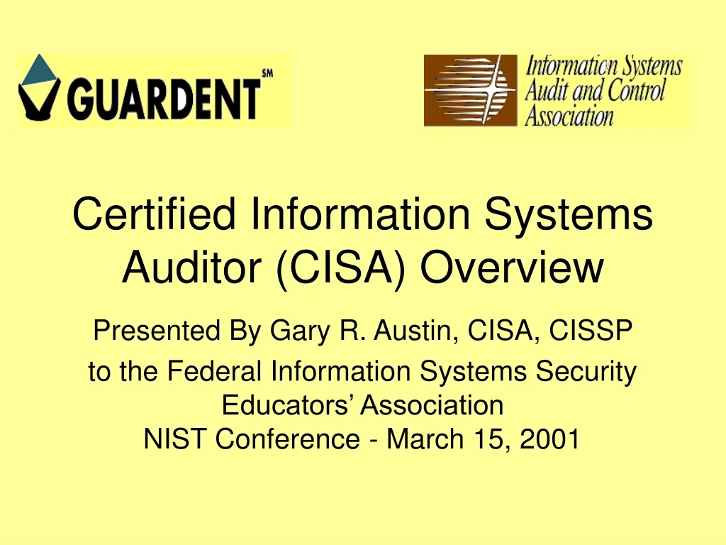 PPT - Certified Information Systems Auditor (CISA) Overview PowerPoint ...
