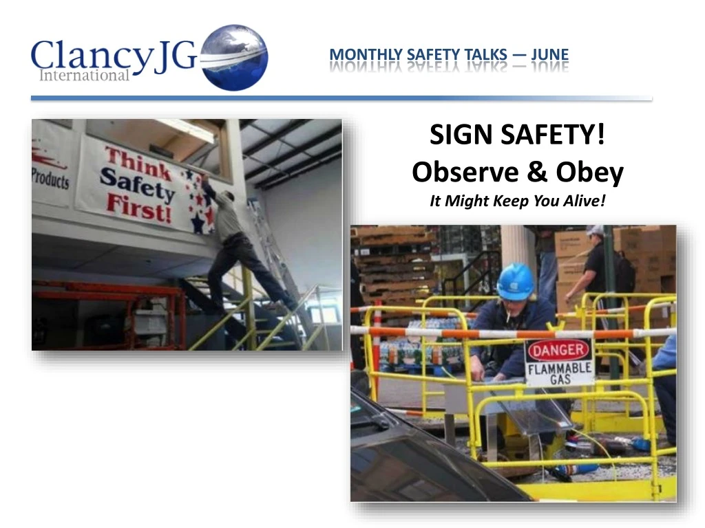 PPT - MONTHLY SAFETY TALKS — JUNE PowerPoint Presentation, free ...