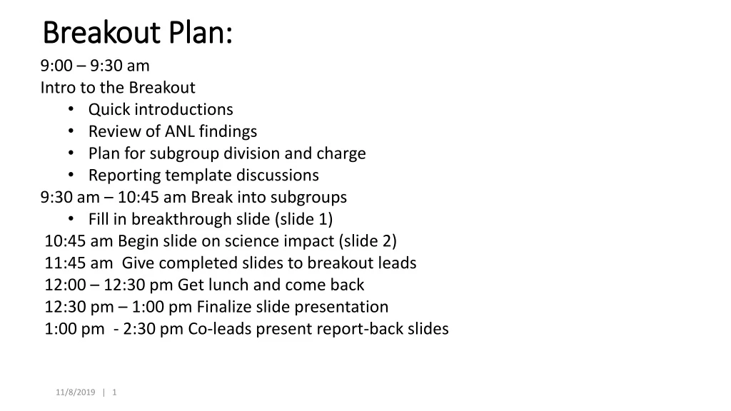 PPT - Breakout Plan: PowerPoint Presentation, free download - ID:8982087