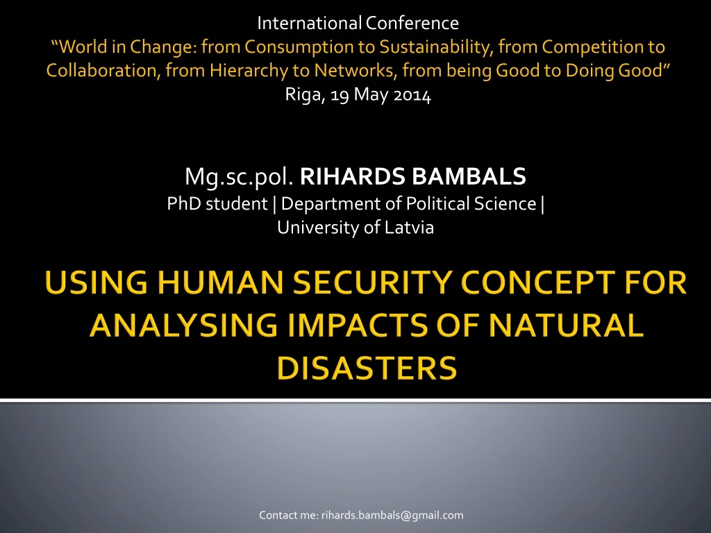 Ppt Using Human Security Concept For Analysing Impacts Of Natural