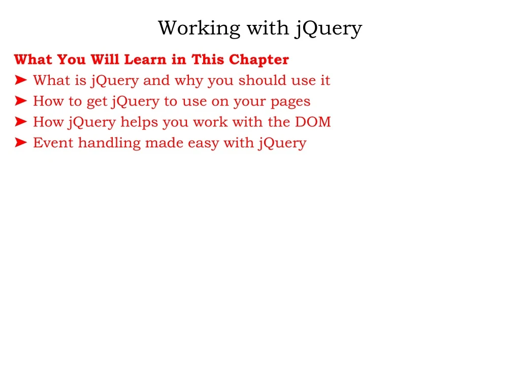 PPT - Working with jQuery PowerPoint Presentation, free download - ID ...