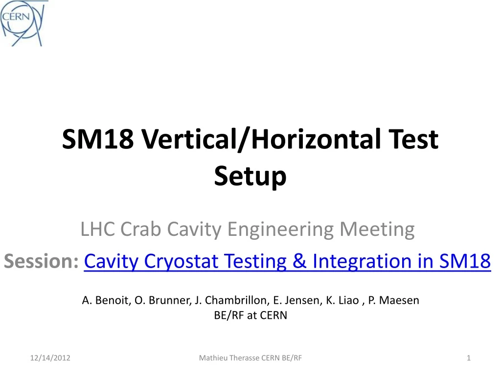 PPT - SM18 Vertical/Horizontal Test Setup PowerPoint Presentation, free ...