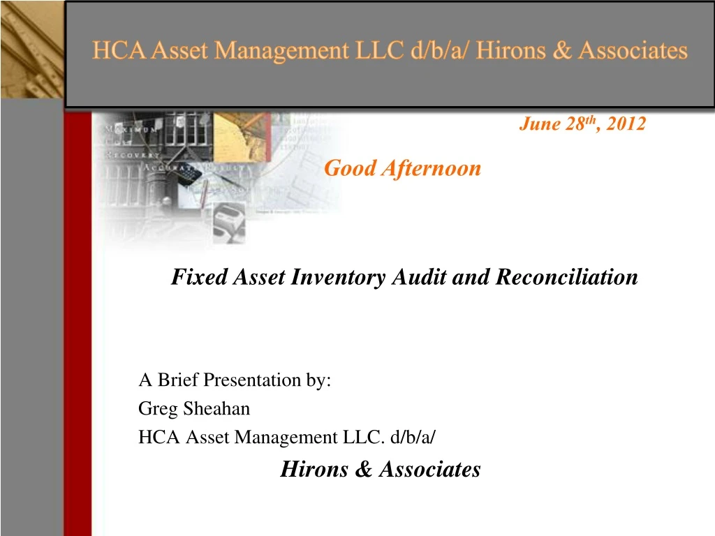 PPT - Fixed Asset Inventory Audit and Reconciliation PowerPoint ...