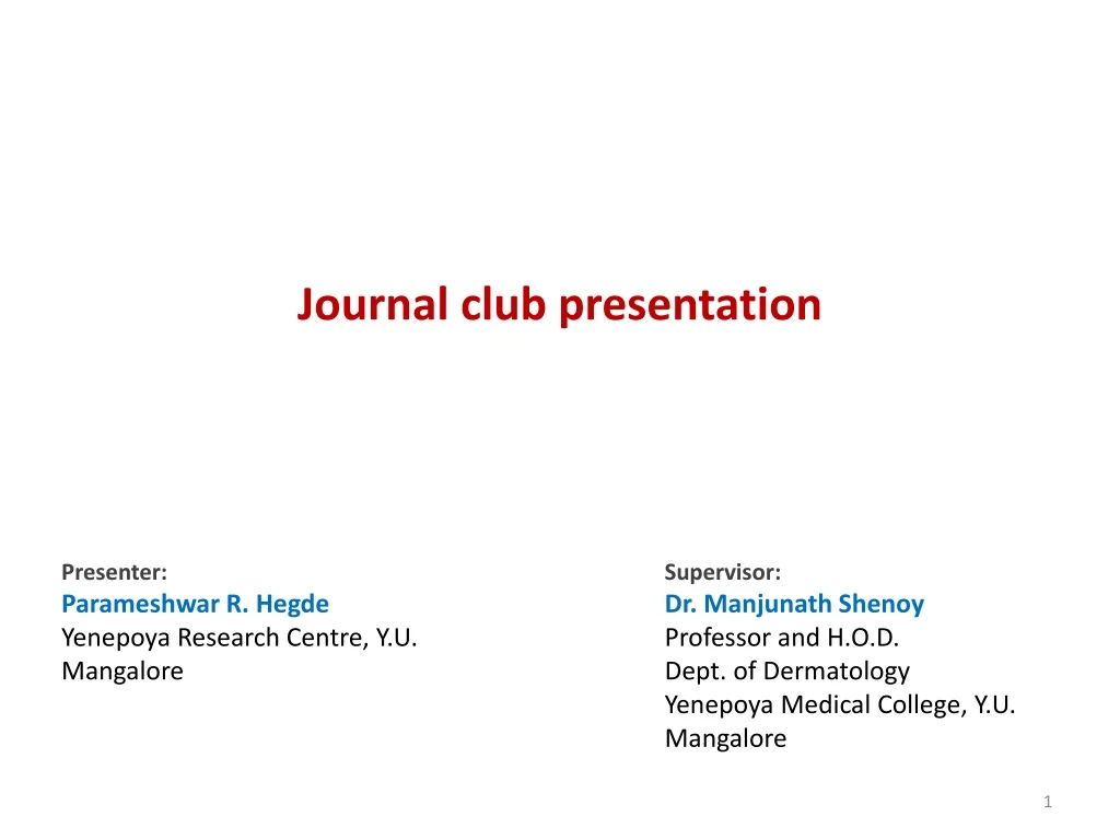 PPT - Journal club presentation PowerPoint Presentation, free download ...