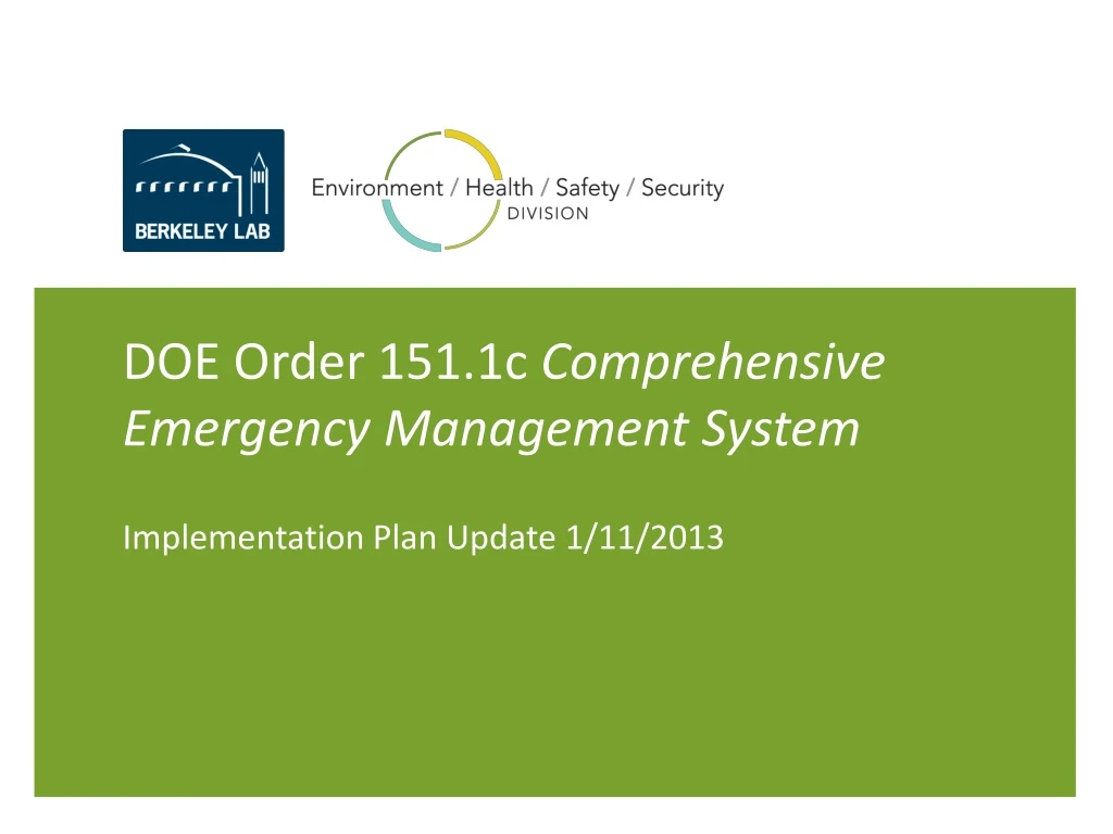 PPT - DOE Order 151.1c Comprehensive Emergency Management System ...