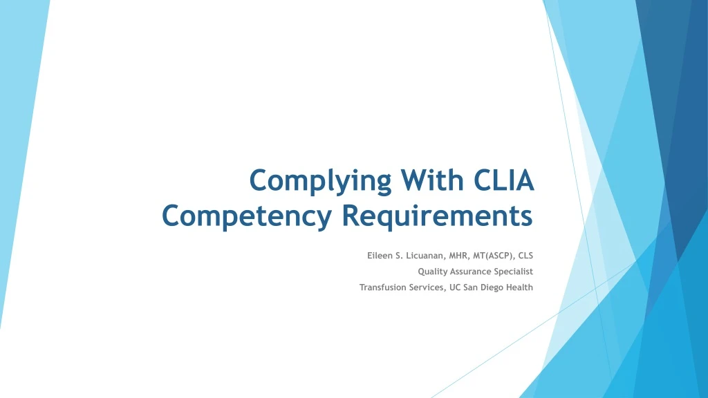 PPT - Complying With CLIA Competency Requirements PowerPoint ...