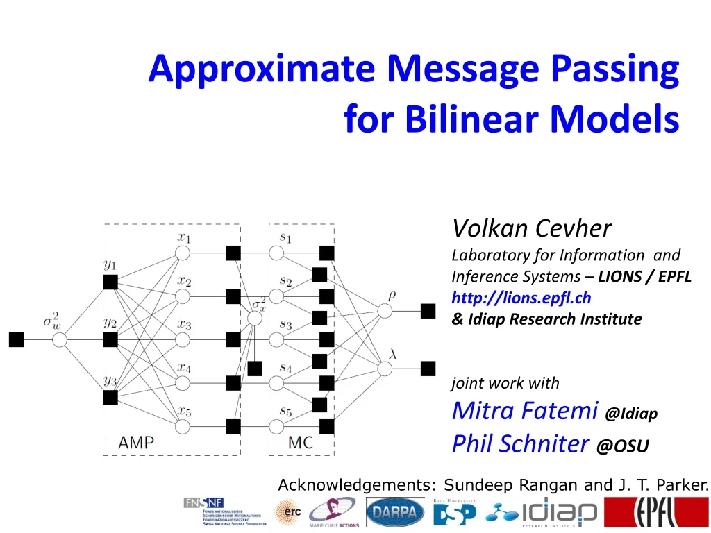 Ppt Approximate Message Passing For Bilinear Models Powerpoint Presentation Id 9015061