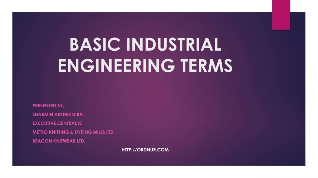 PPT - BASIC INDUSTRIAL ENGINEERING TERMS PowerPoint Presentation, free ...
