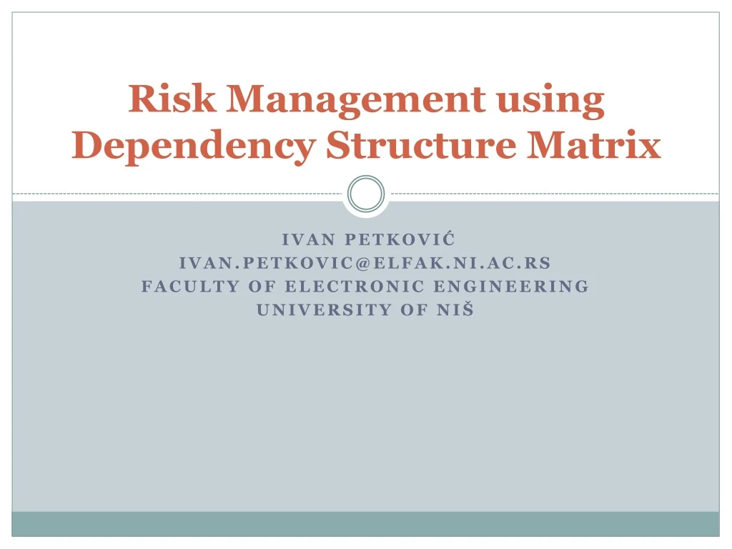 PPT - Risk Management using Dependency Structure Matrix PowerPoint ...