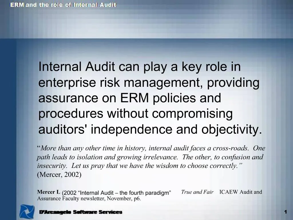 PPT - Internal Audit can play a key role in enterprise risk management ...