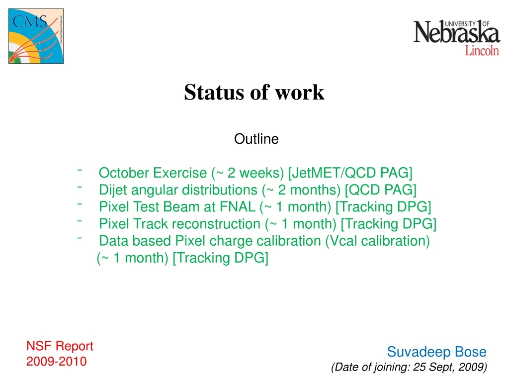 PPT - Status of work PowerPoint Presentation, free download - ID:9066418