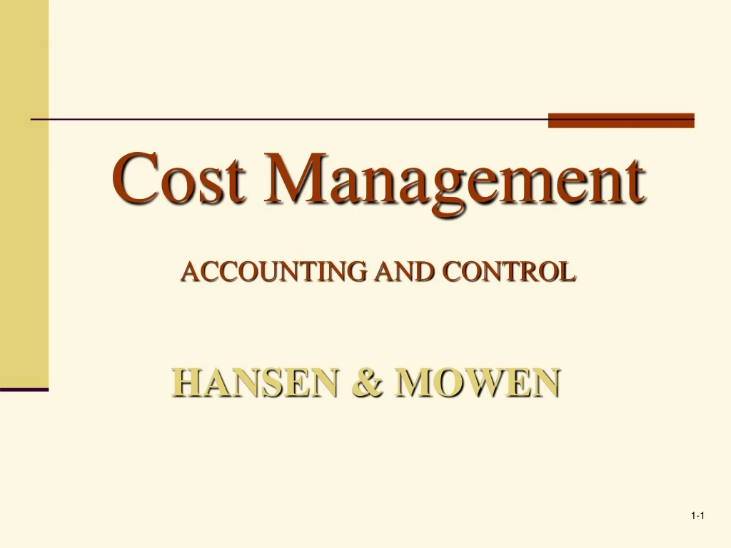 PPT - Cost Management ACCOUNTING AND CONTROL PowerPoint Presentation ...