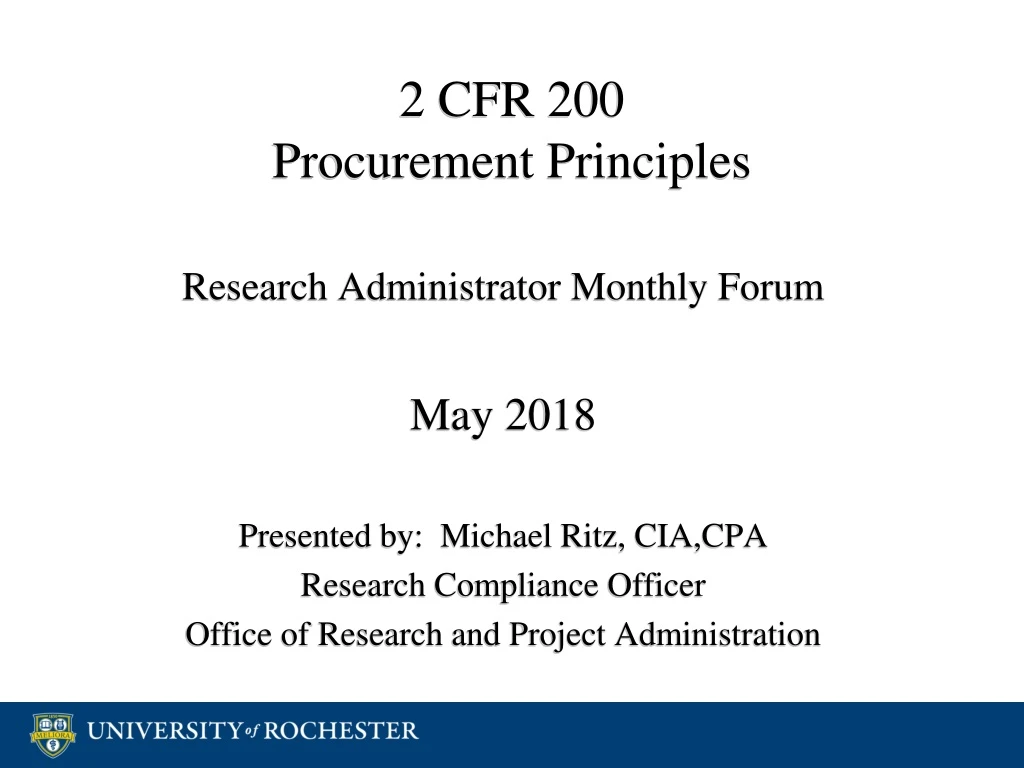 PPT - 2 CFR 200 Procurement Principles PowerPoint Presentation, free ...