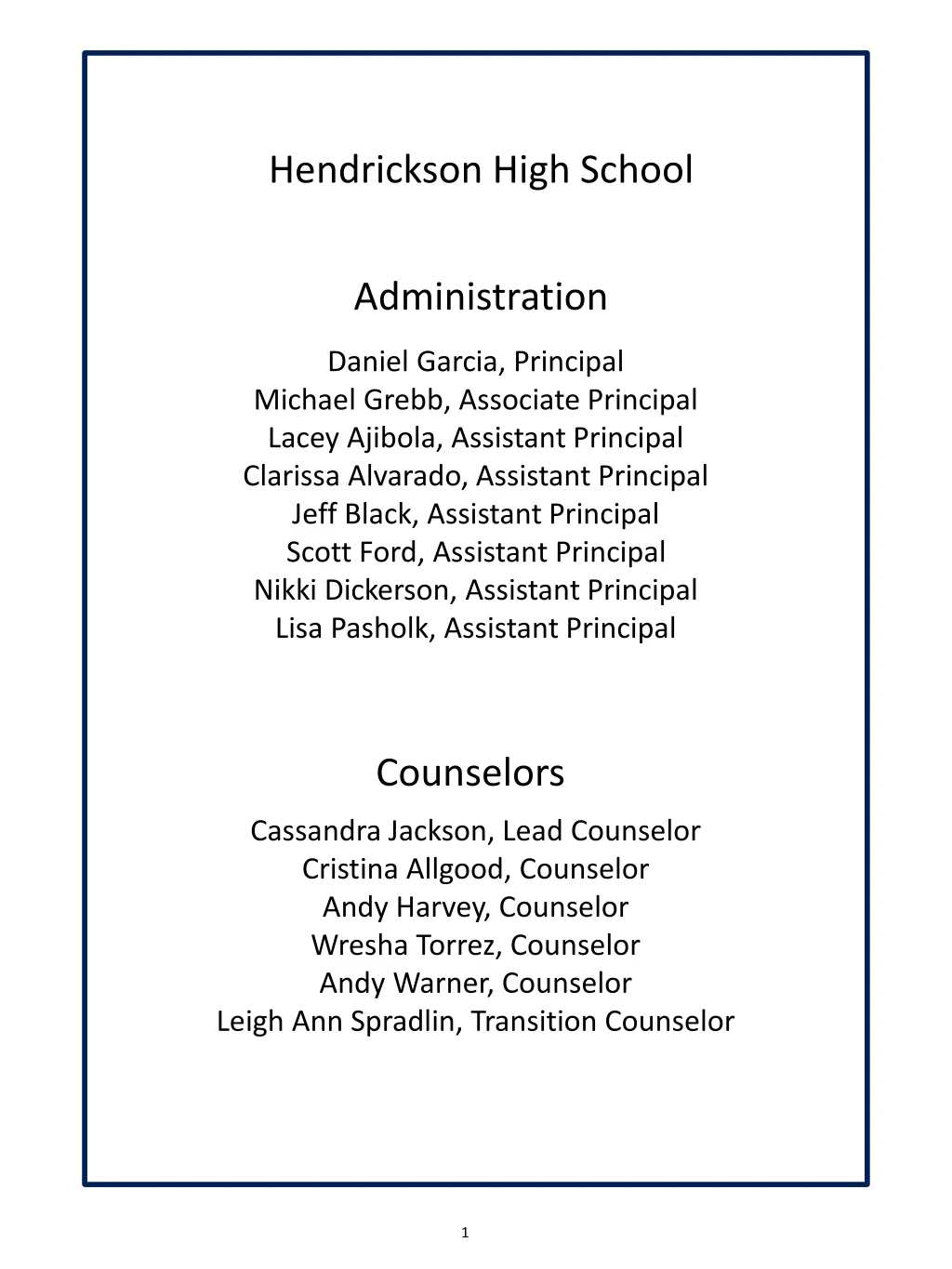 PPT - Hendrickson High School PowerPoint Presentation, free download ...