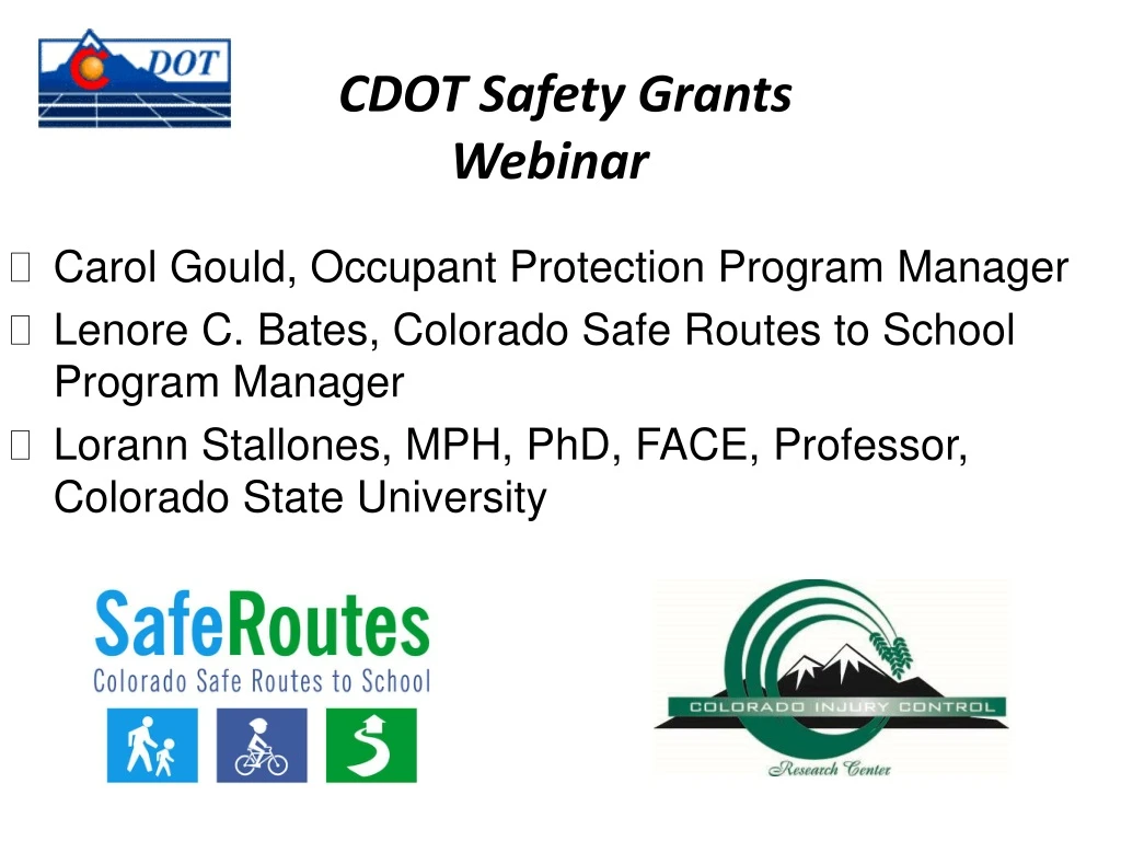 PPT - CDOT Safety Grants Webinar PowerPoint Presentation, free download ...