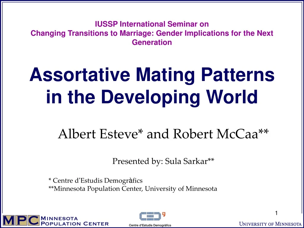 PPT - Assortative Mating Patterns in the Developing World PowerPoint ...
