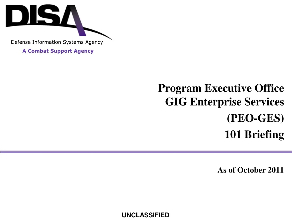PPT - Program Executive Office GIG Enterprise Services (PEO-GES) 101 ...