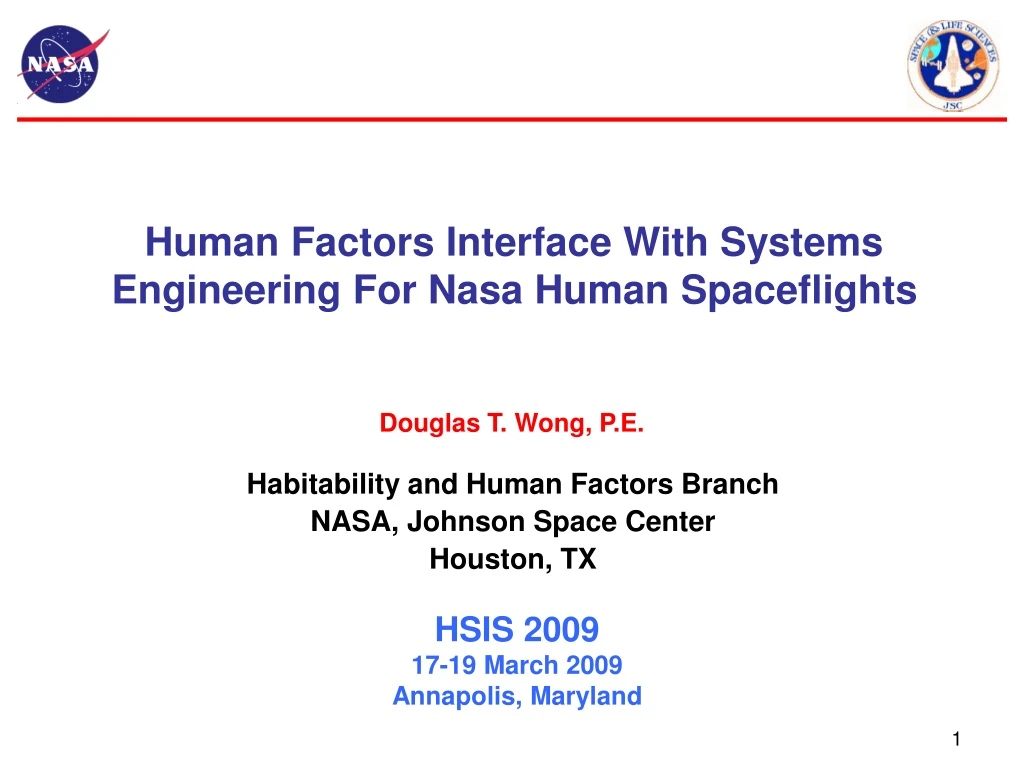 PPT - Human Factors Interface With Systems Engineering For Nasa Human ...