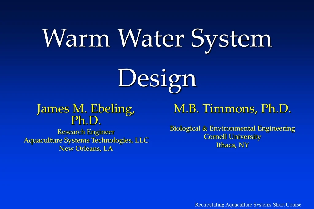 PPT - Warm Water System Design PowerPoint Presentation, free download ...