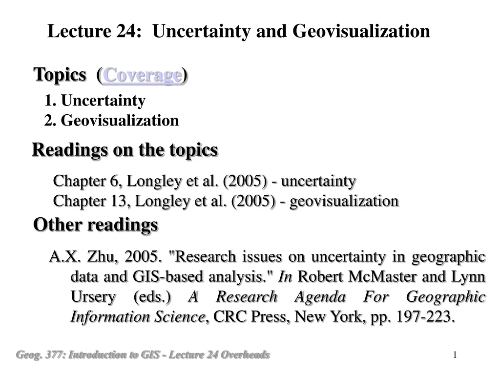PPT - 1. Uncertainty 2. Geovisualization PowerPoint Presentation, free ...