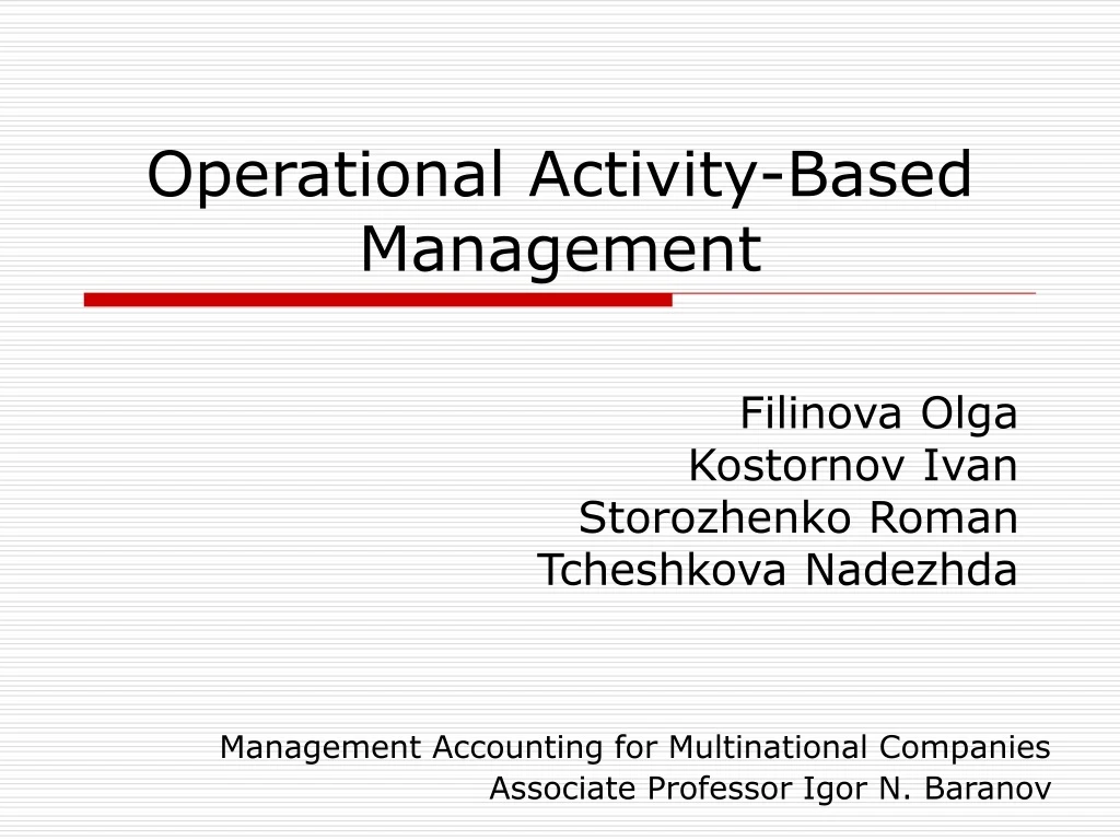 PPT - Operational Activity-Based Management PowerPoint Presentation ...