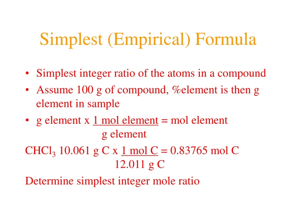 PPT - Simplest (Empirical) Formula PowerPoint Presentation, free ...