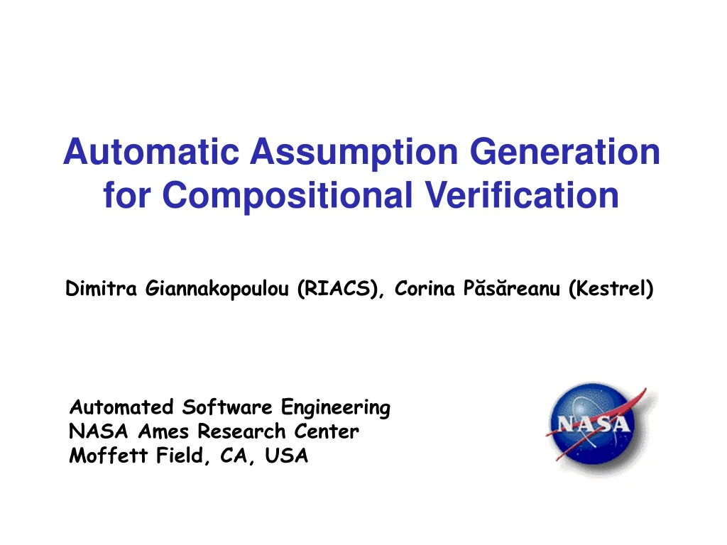 PPT - Automatic Assumption Generation for Compositional Verification PowerPoint Presentation ...