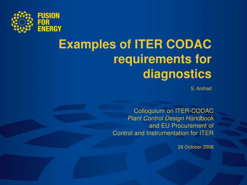 PPT - Examples of ITER CODAC requirements for diagnostics PowerPoint ...