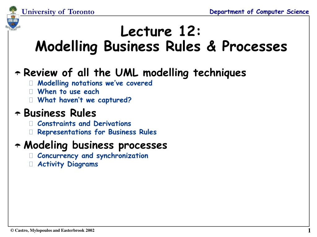 PPT - Lecture 12: Modelling Business Rules & Processes PowerPoint ...