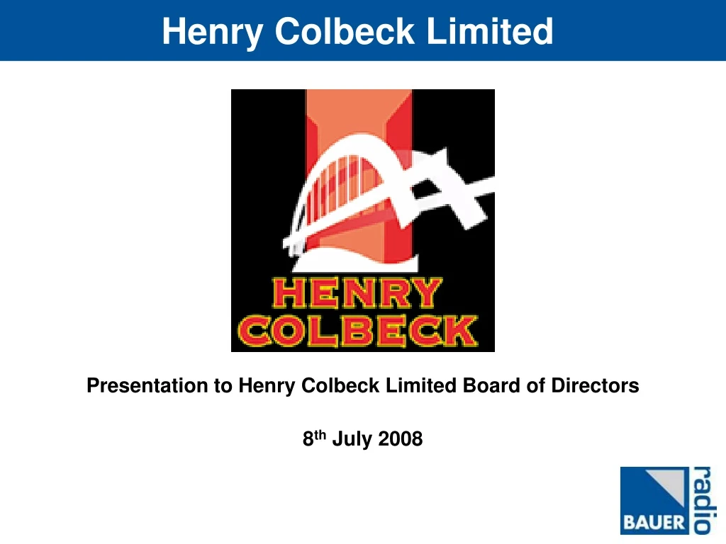 PPT - Henry Colbeck Limited PowerPoint Presentation, free download - ID ...