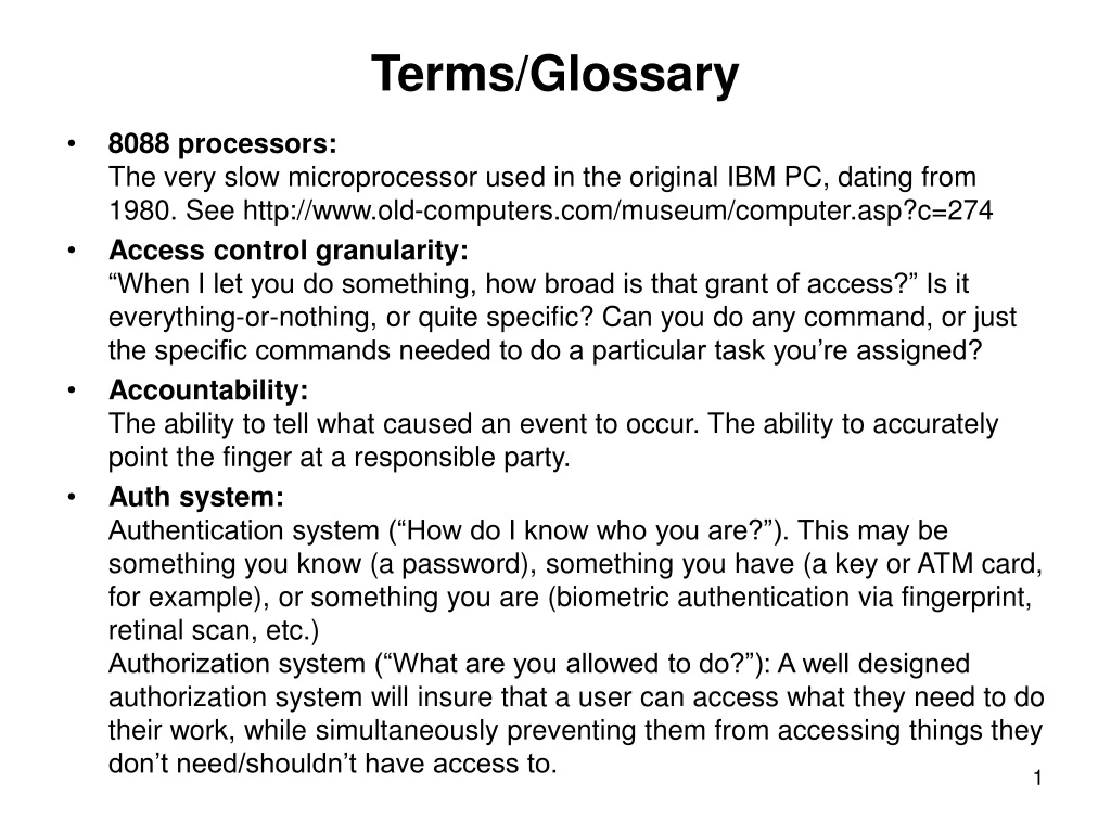 PPT - Terms/Glossary PowerPoint Presentation, free download - ID:9103293