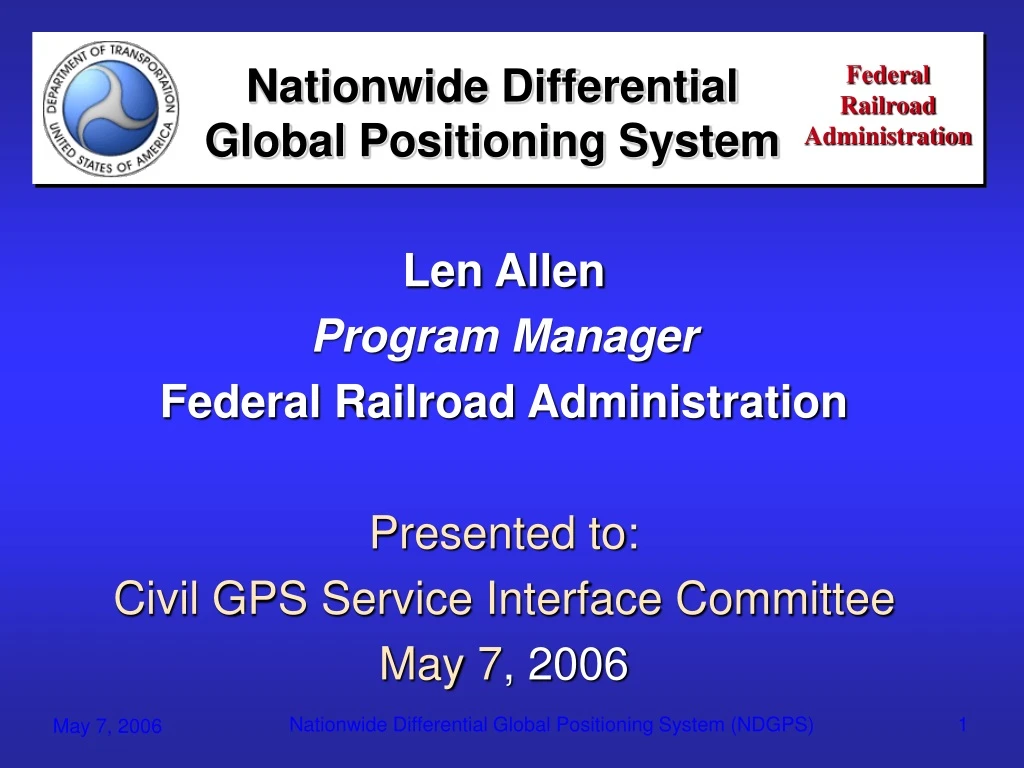 PPT - Nationwide Differential Global Positioning System PowerPoint ...