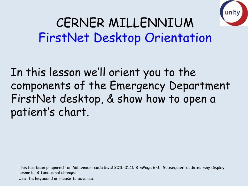 PPT - CERNER MILLENNIUM FirstNet Desktop Orientation PowerPoint ...