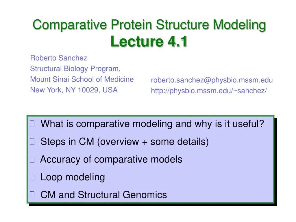 PPT - What is comparative modeling and why is it useful? Steps in CM ...